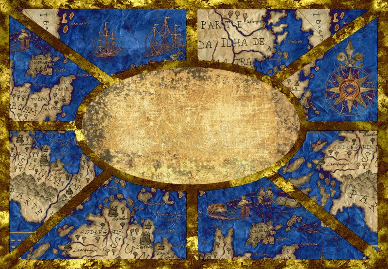 Geographical Frame with Map 4 Stock Illustration - Illustration of ...