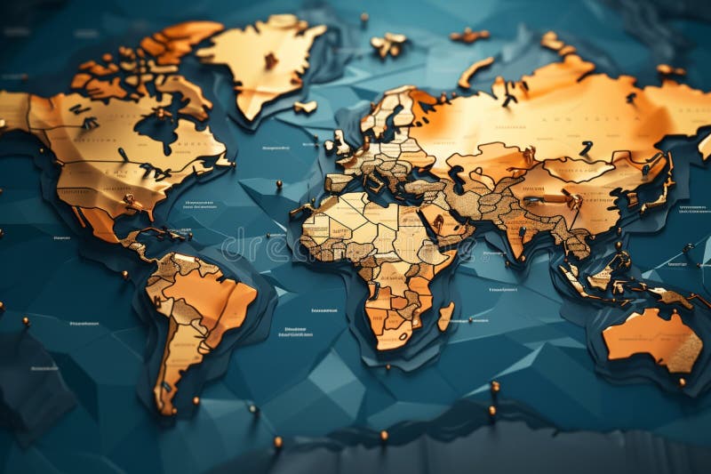 Geographical Intrigue, Abstract World Map with Distinctive Location ...