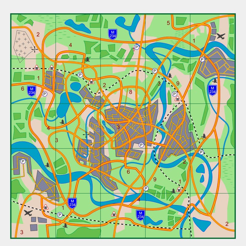 Geographical Map Conditional City Stock Illustrations – 2 Geographical ...