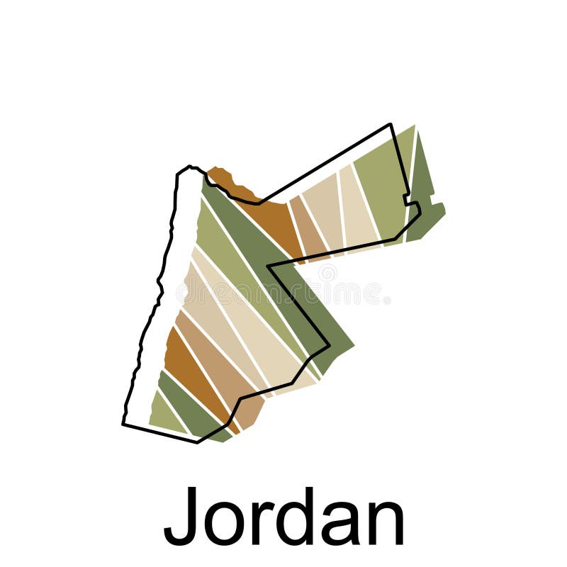 Geographical Map of Jordan, Vector Design Template. Editable Stroke ...