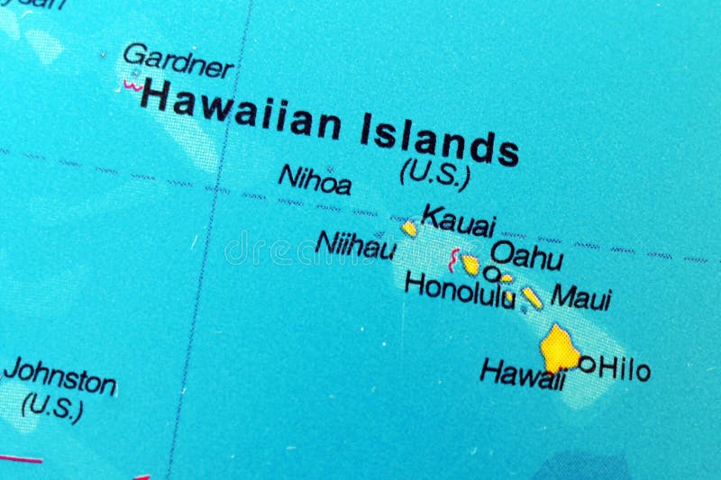 Geographical Map Location of Hawaiian Islands in Close Up Stock Photo ...