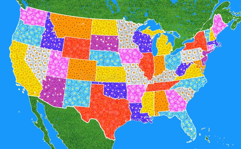 Geographical Map of the USA with the States Stock Illustration ...