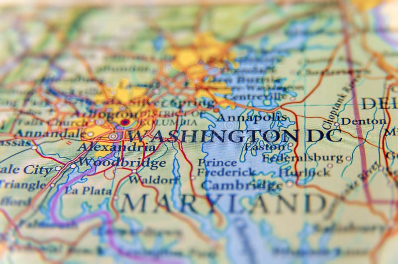 Geographische Karte Des Washington DC-Abschlusses Stockfoto - Bild von ...