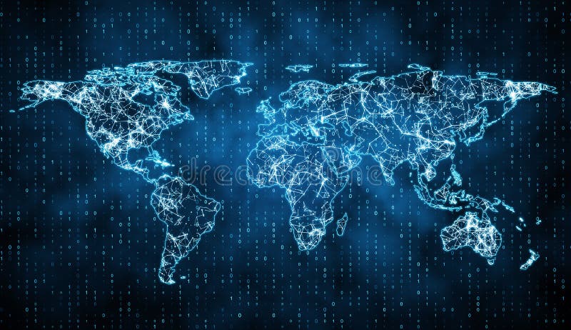 Map World. Worldmap Global. Silhouette Dot Globe. Continents on Blue ...