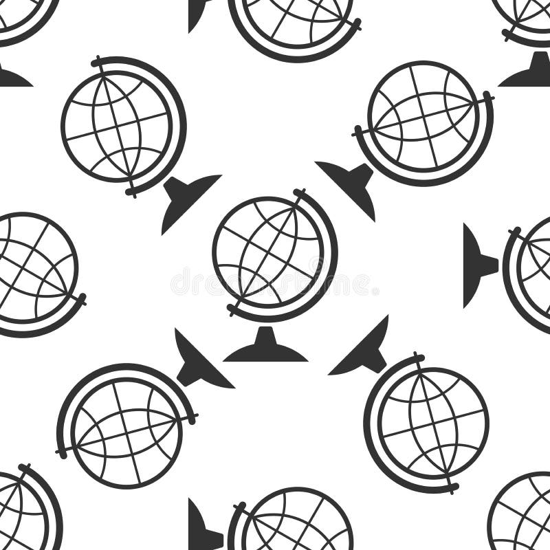 Geography Earth Globe Icon Seamless Pattern on White Background Stock ...