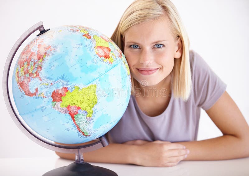 Geography is Her Speciality. a Pretty Young Geography Teacher Smiling ...