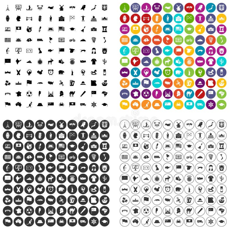 100 Geography Icons Set Vector Variant Stock Vector - Illustration of ...
