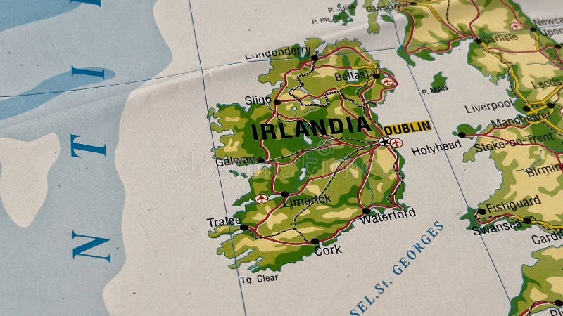 Geography Map of Ireland Country Stock Photo - Image of cities ...