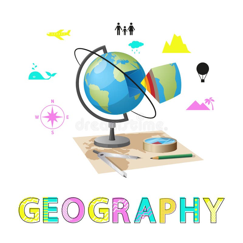 Geography Poster and Globe Vector Illustration Stock Vector ...