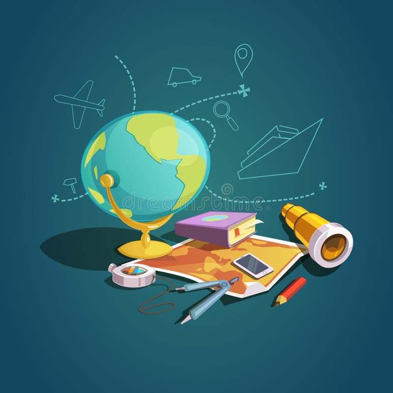 Geography Retro Cartoon Set Stock Vector - Illustration of learning ...