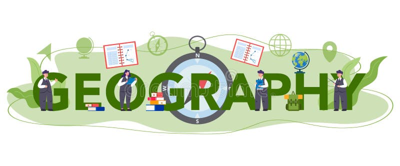 Geography Typographic Header Concept. Studying the Lands, Features ...