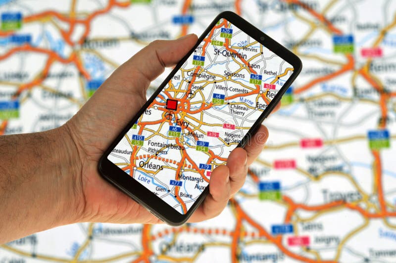 Geolocation Application Concept with a Smartphone Stock Image - Image ...