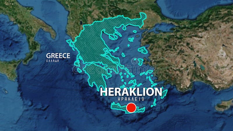 Geolocation of the City of Heraklion on the Map Stock Footage - Video ...
