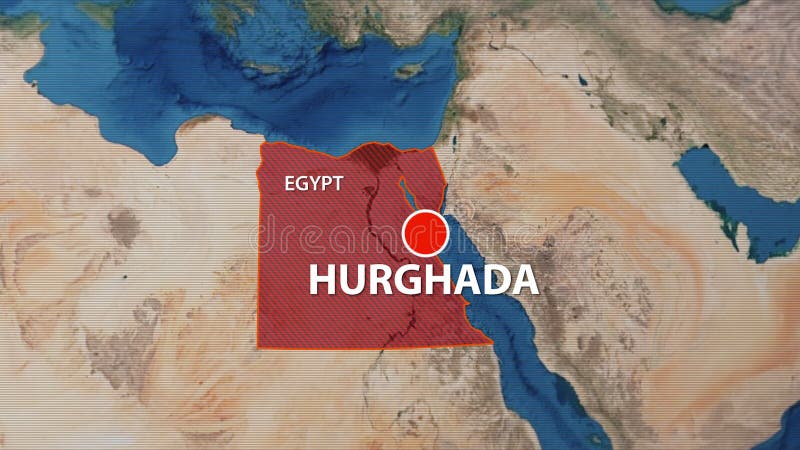 Geolocation of the City of Hurghada on the Map Stock Video - Video of ...
