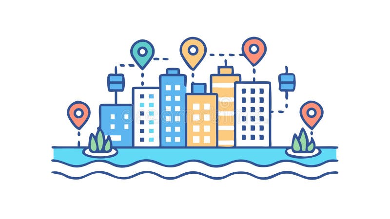 Geolocation City Map, Urban Navigation Points, Vector Design Generative ...