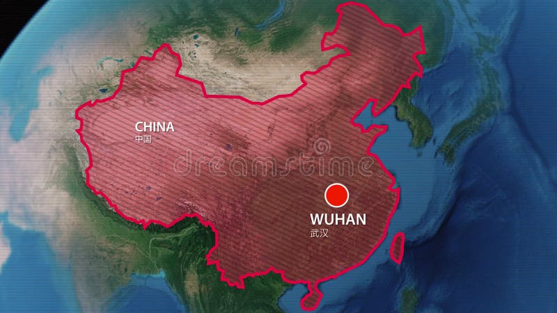 Geolocation of the City of Wuhan on the Map Stock Video - Video of ...
