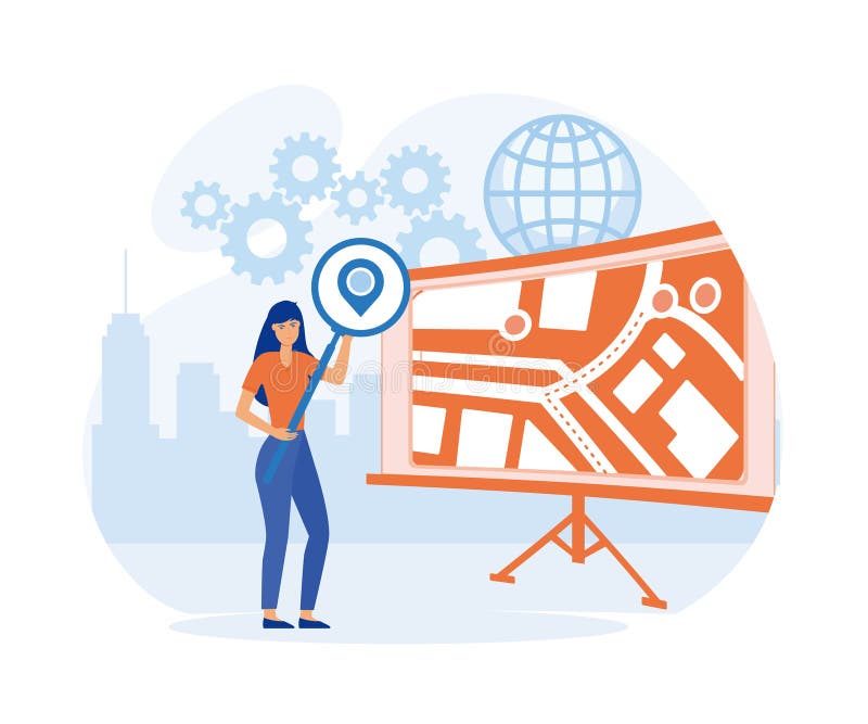 Geolocation Concept with Tiny Male and Female Characters Searching ...