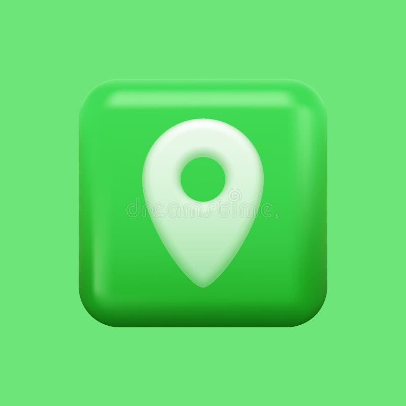 Geolocation 3D Icon. Green Square App Logo Stock Vector - Illustration ...