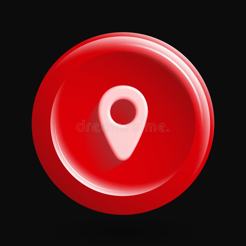 Geolocation 3D Icon. Red Round App Logo Stock Vector - Illustration of ...
