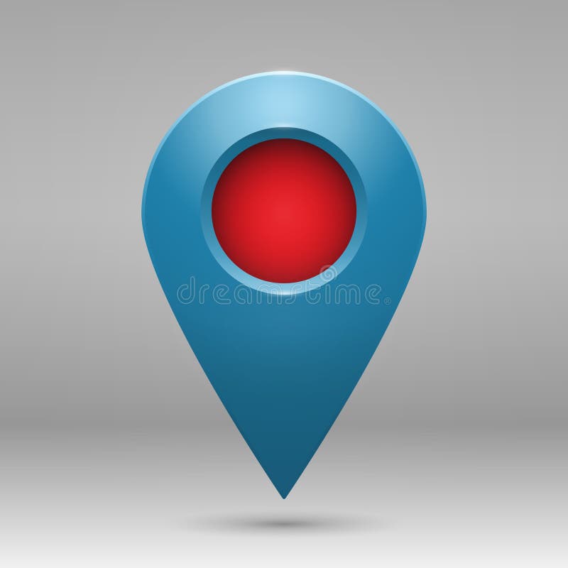 The Geolocation Icon is Blue with Highlights and Shadows on a Gray ...