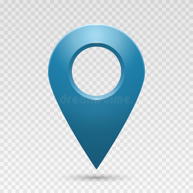 The Geolocation Icon is Blue with Highlights on a Transparent ...