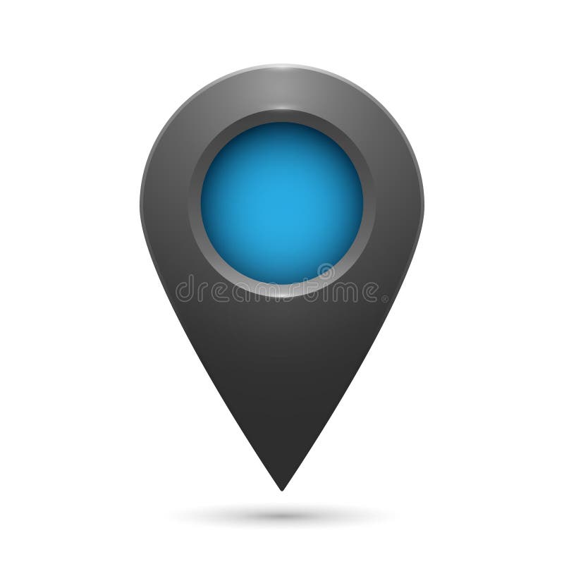 The Geolocation Icon is Gray with Highlights and a Blue Insert on a ...
