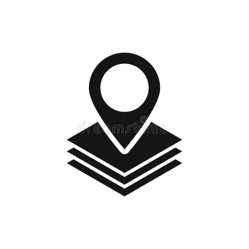 Geolocation Icon with Layered Design Featuring a Pin and Circular ...