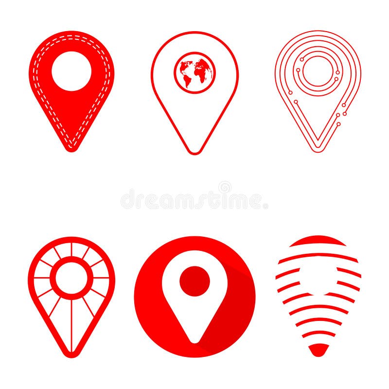 Geolocation Icon Pack. Set of Geolocation Signs in Different Style for ...