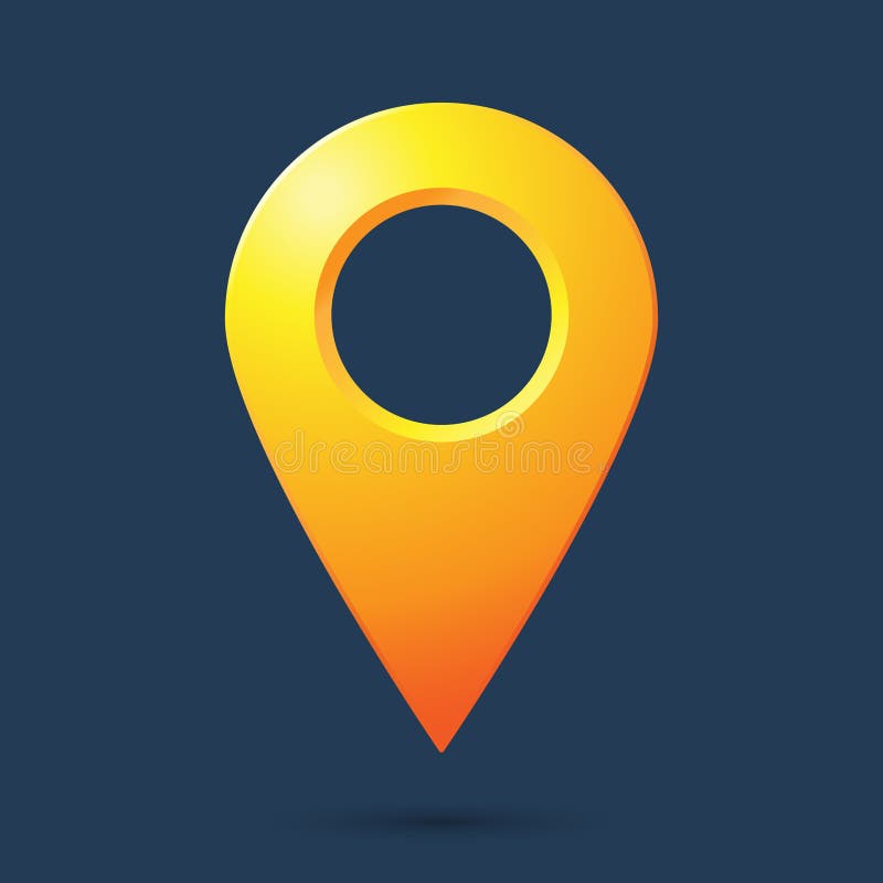 The Geolocation Icon is Yellow on a Transparent Background. Stock ...