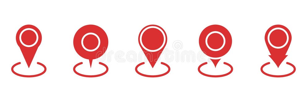 Geolocation Marker with Landing Target Solid Icon Set. Map Pin Location ...