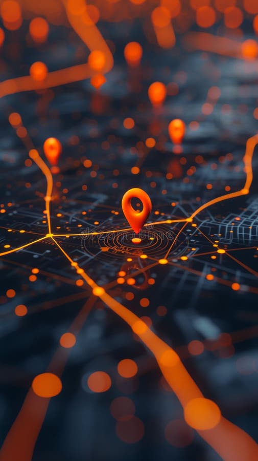 Geolocation Markers on a Futuristic Digital Map Stock Photo - Image of ...