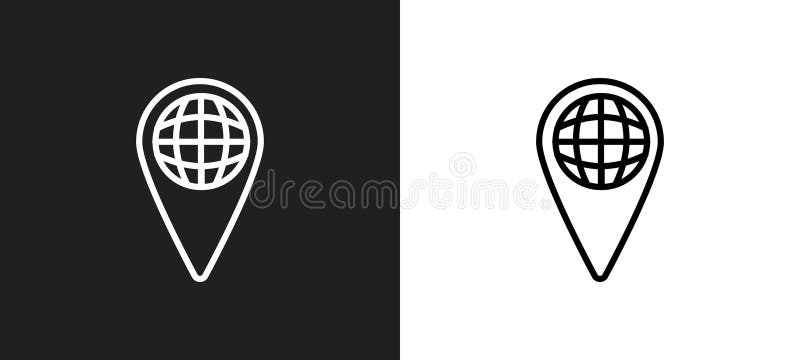Geolocation Outline Icon in White and Black Colors. Geolocation Flat ...