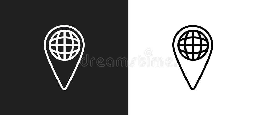 Geolocation Outline Icon in White and Black Colors. Geolocation Flat ...