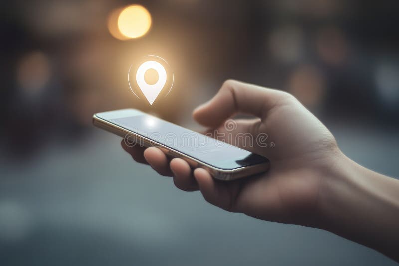 Geolocation Pin on Smartphone Display for Marketing. Stock Illustration ...