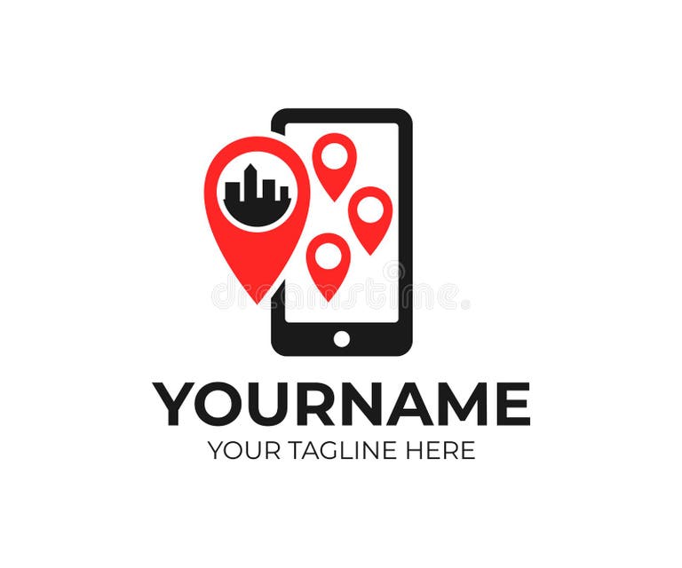 Geolocation, Place Map Pointer and Smartphone, Logo Template. Pinpoint ...