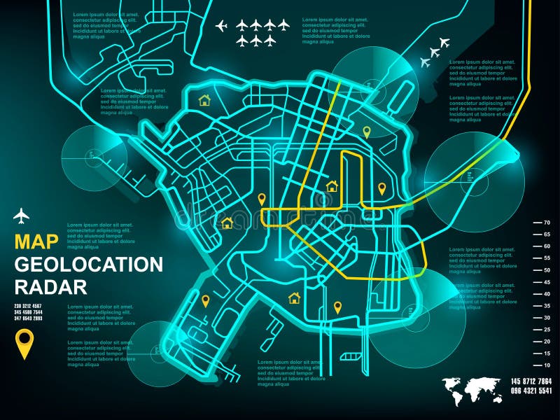 Geolocation Radar Screen Interface, Gps Technology Screen, Location on ...