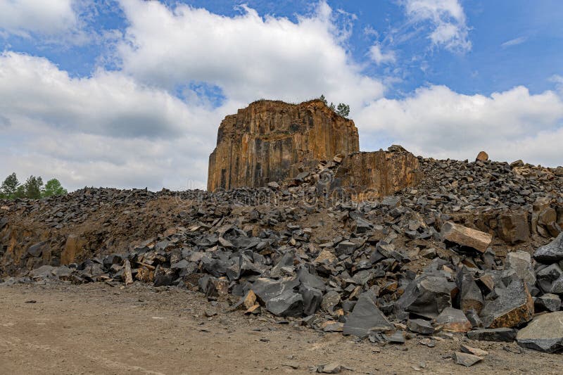 Geologic Basalt Rock Formation. Basalt Quarry Stock Photo - Image of ...