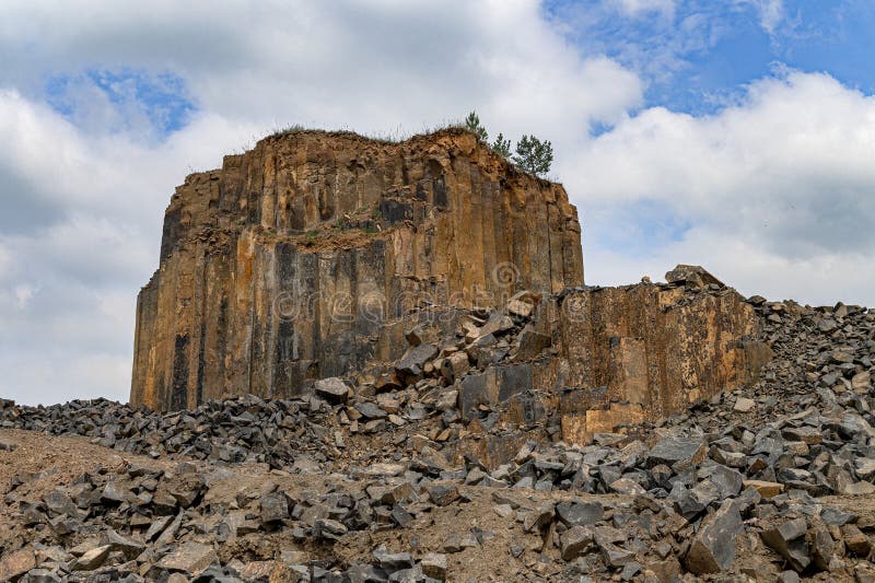 Geologic Basalt Rock Formation. Basalt Quarry Stock Photo - Image of ...