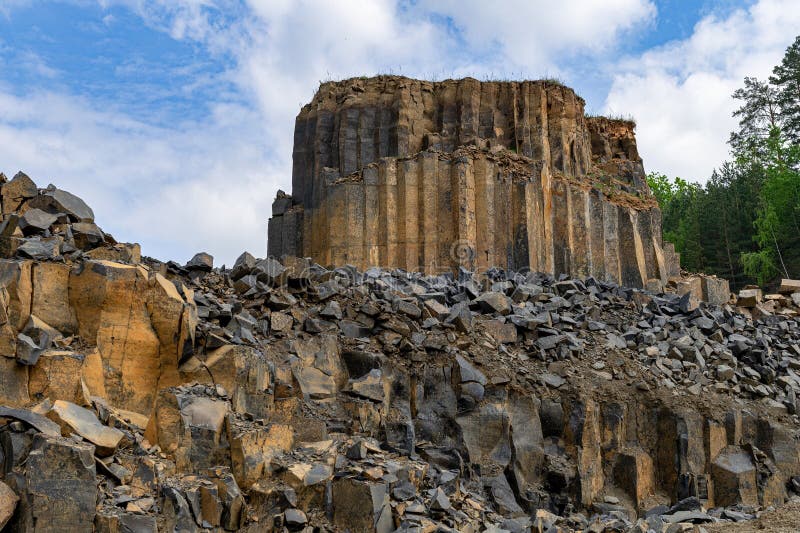 Geologic Basalt Rock Formation. Basalt Quarry Stock Photo - Image of ...