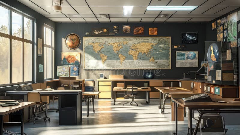 Geologic Time Scale Educational Poster in Classroom Environment Stock ...