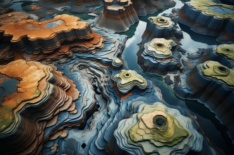 Geological Features Shaped by Volcanic Forces Stock Illustration ...