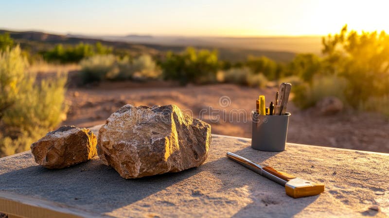 Mesa Rock Study Field Sampling Station Geological Fieldwork Sunset ...