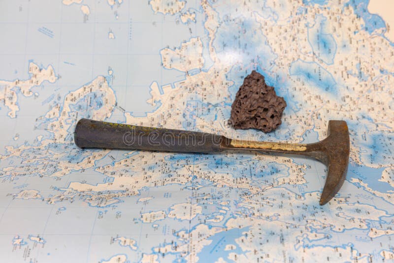 Geological Fieldwork Tools: Hammer, Compass, Magnifying Glass, Rock ...
