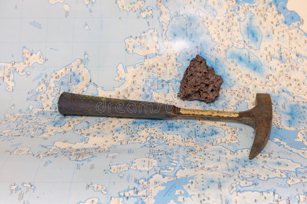Geological Fieldwork Tools: Hammer, Compass, Magnifying Glass, Rock ...