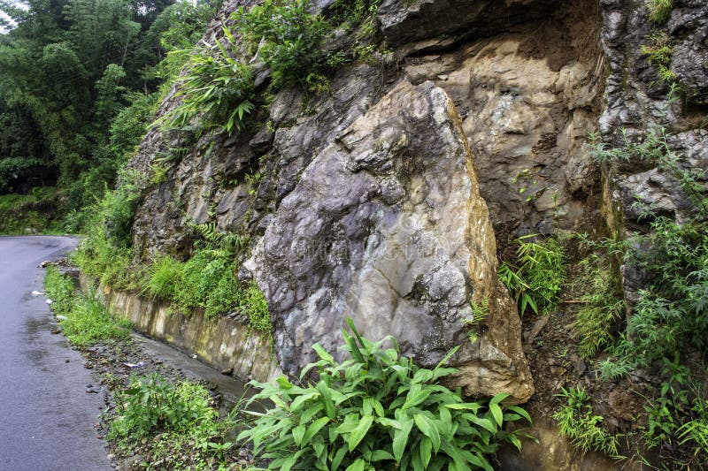 A Geological Formation with Green Hills and Road in Himalaya Stock ...