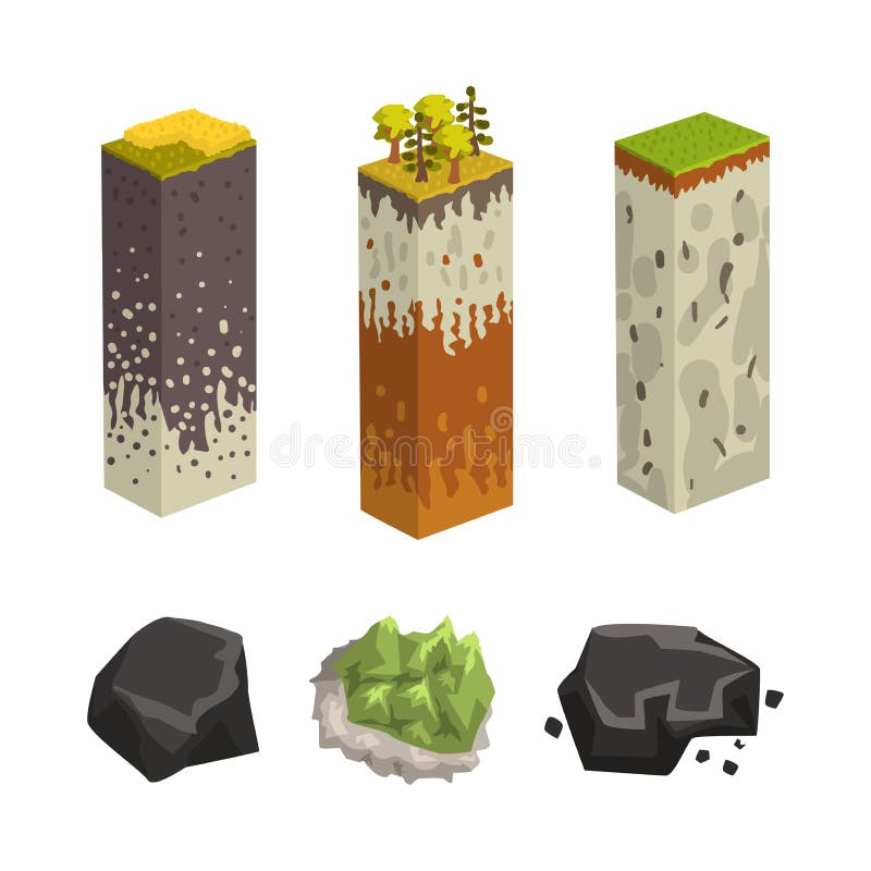 Geological Layered Column of Soil with Cut Section and Mineral Vector ...