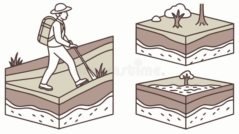 Geological Layers. Cross-section of Earth for Scientific Study. Vector ...