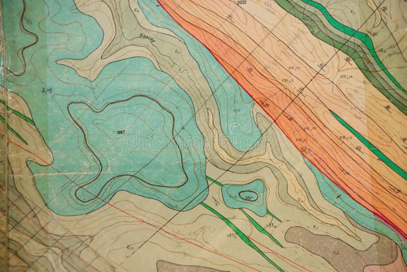 Geological Map As a Background Close-up in Green Colors Stock Image ...