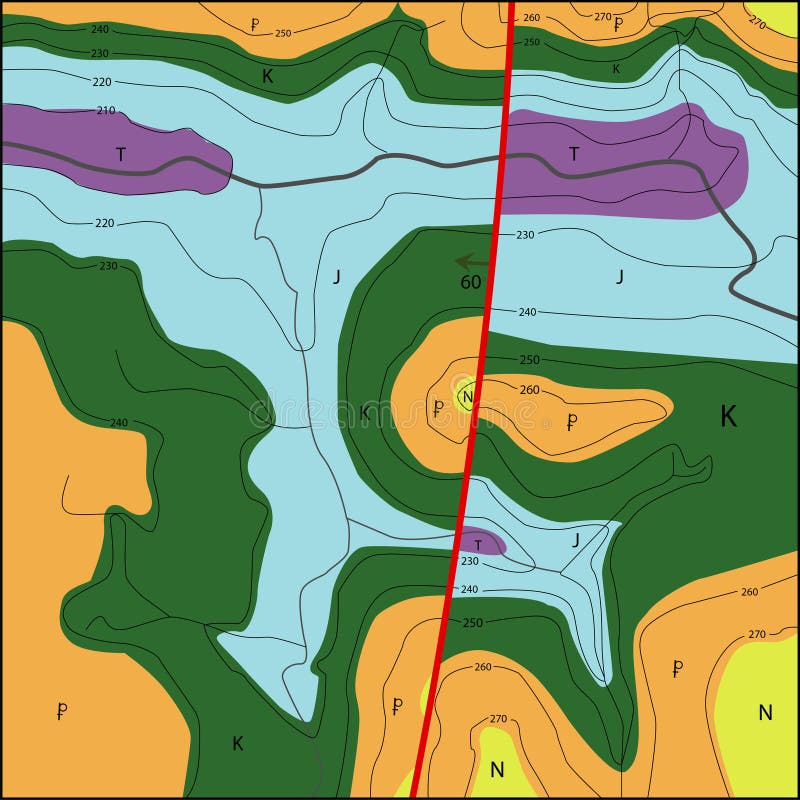 Geological Map, Terrain Map Vector Illustration Stock Illustration ...