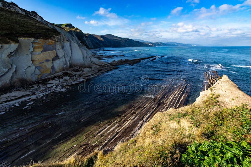 Geological Rock Formations Flysch in Zumaia, Basque Country, Spain ...